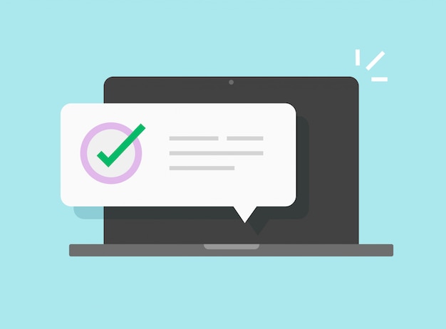 Laptop with Checkmark Approval Notification on Screen | Jiffy Designs