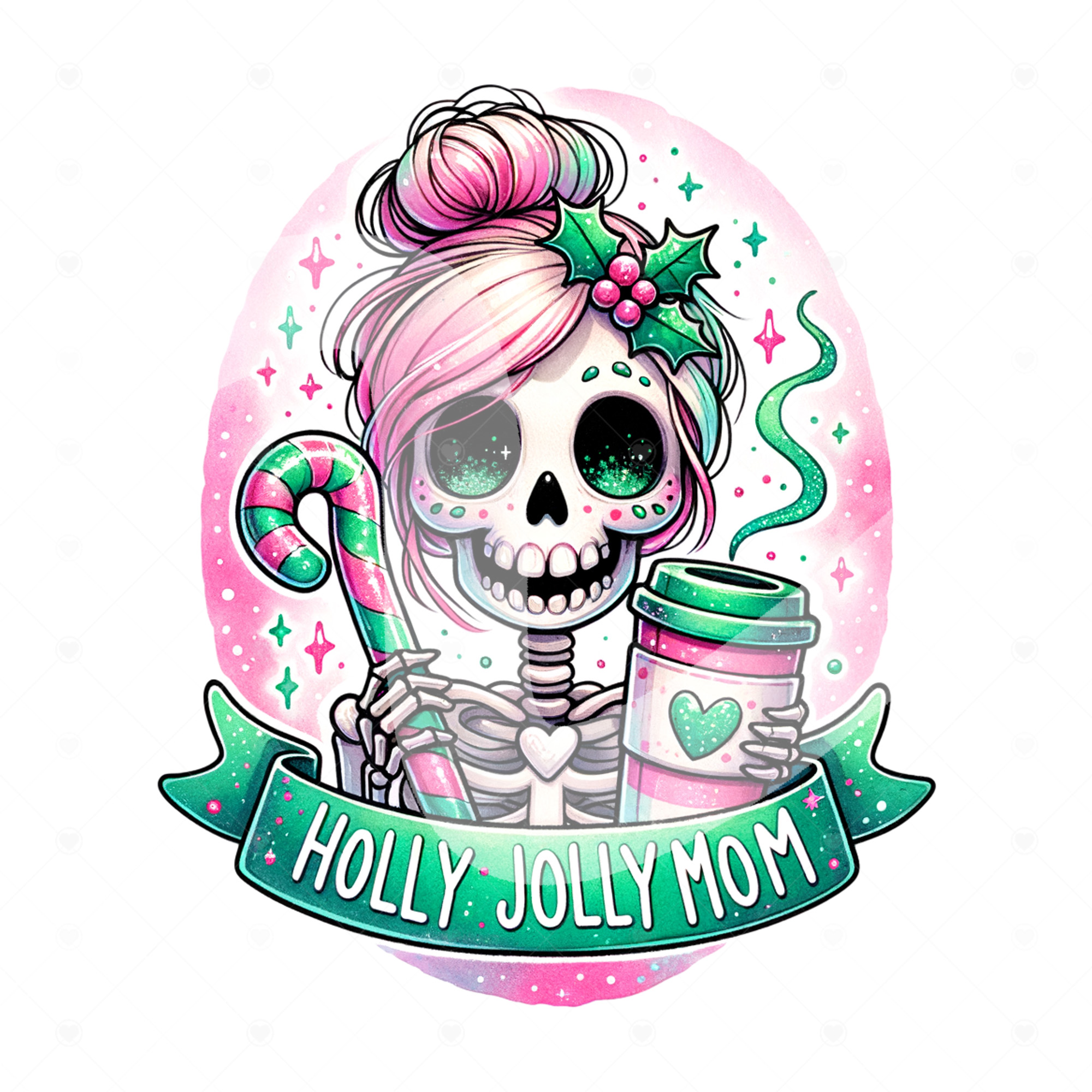 'Holly Jolly Mom' Festive Skeleton with Whimsical Holiday Accessories ...