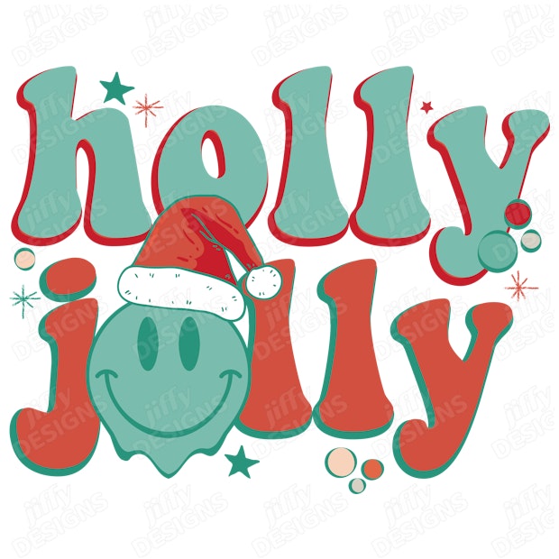 'Holly Jolly' Retro-Inspired Holiday Typography with Cheerful Smiley ...