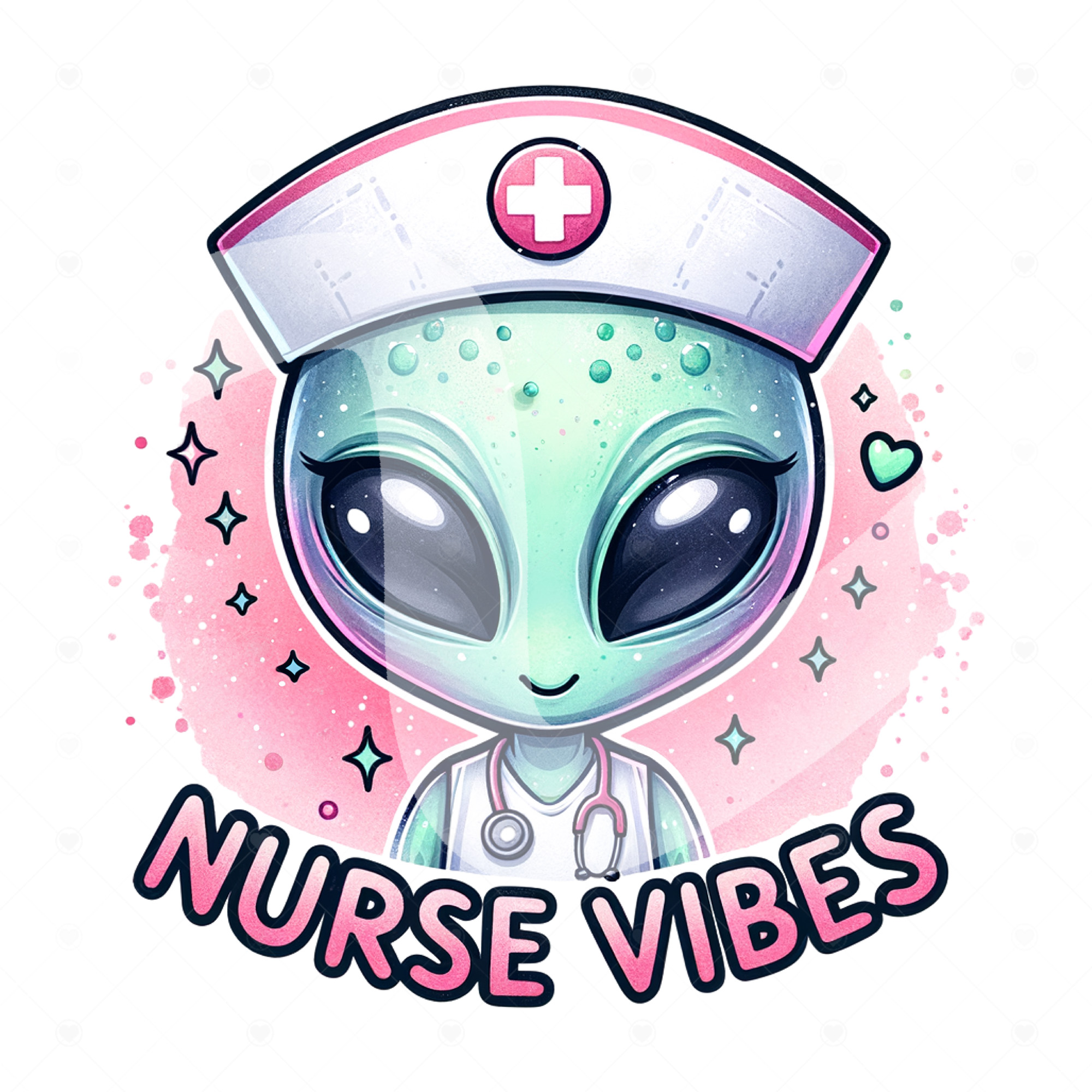 'Nurse Vibes' Featuring Adorable Alien Healthcare Worker with Sparkling ...