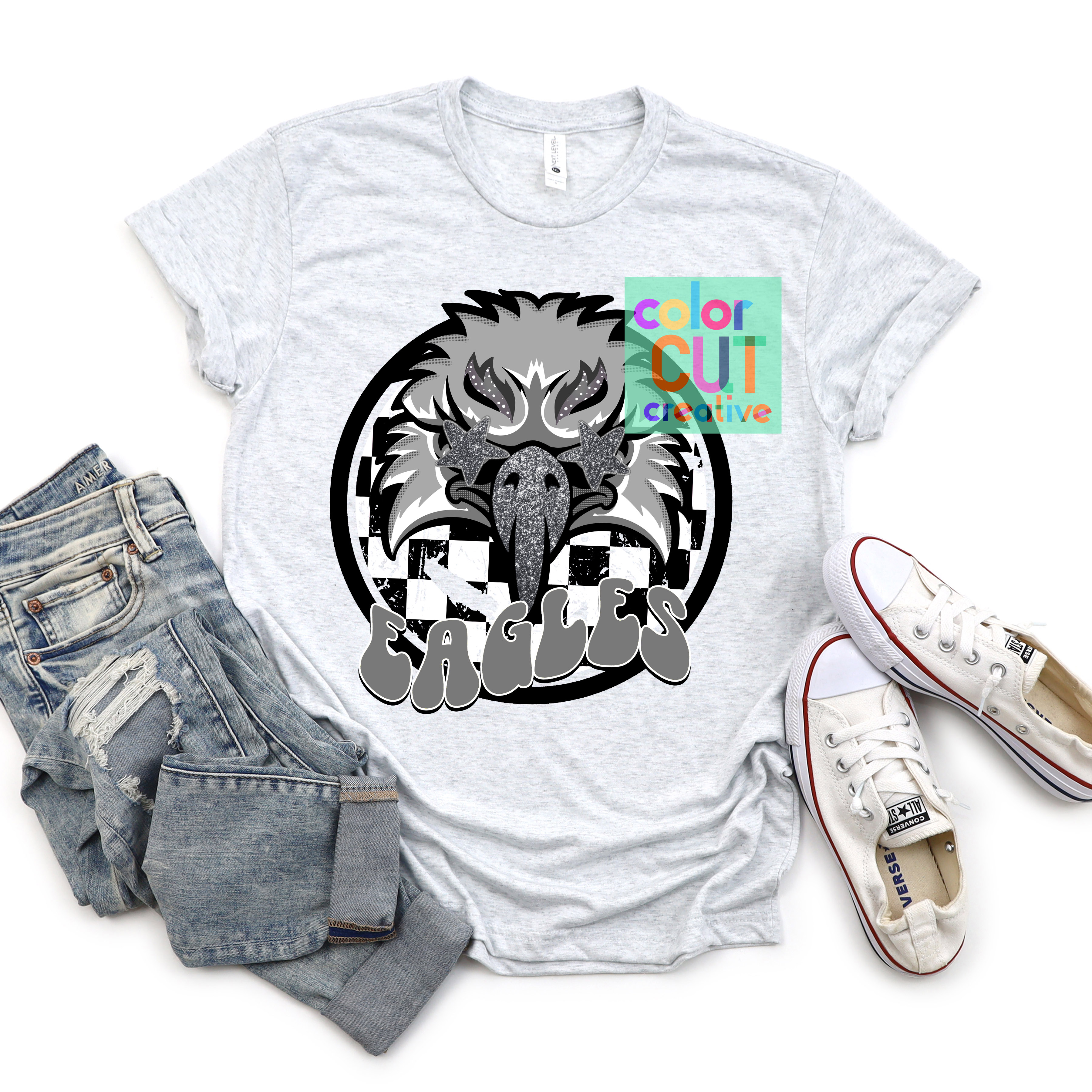 'Eagles' Fierce Monochromatic Emblem with Textured Bird Head and Bold ...