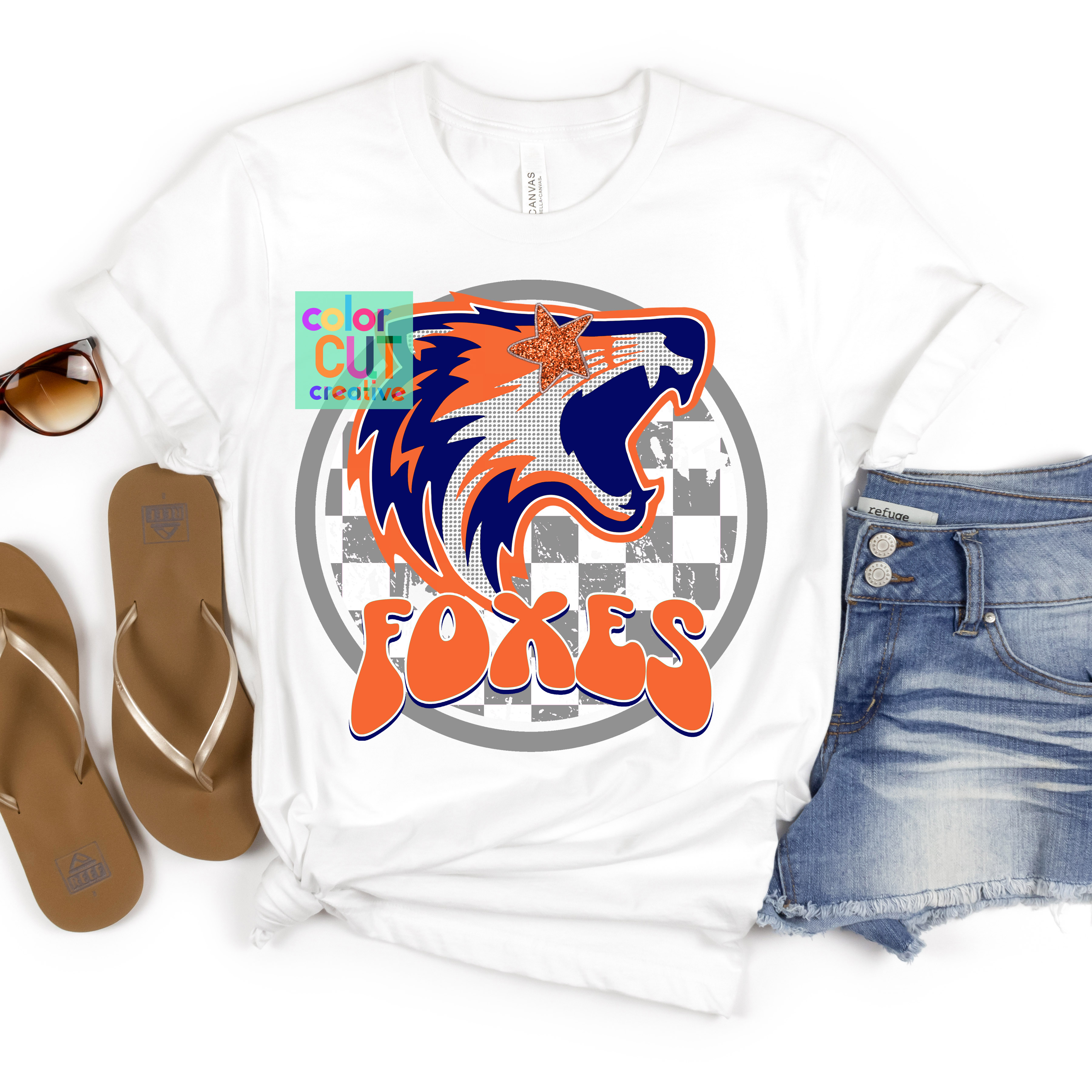 'Foxes' Fierce Mascot Design with Vibrant Orange and Navy Blue Palette ...