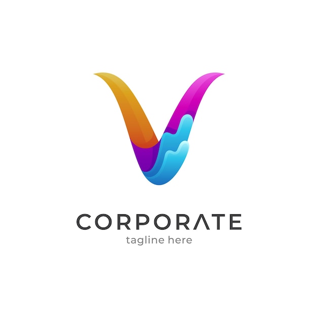 Vibrant Corporate V-Shaped Logo with Colorful Gradients | Jiffy Designs
