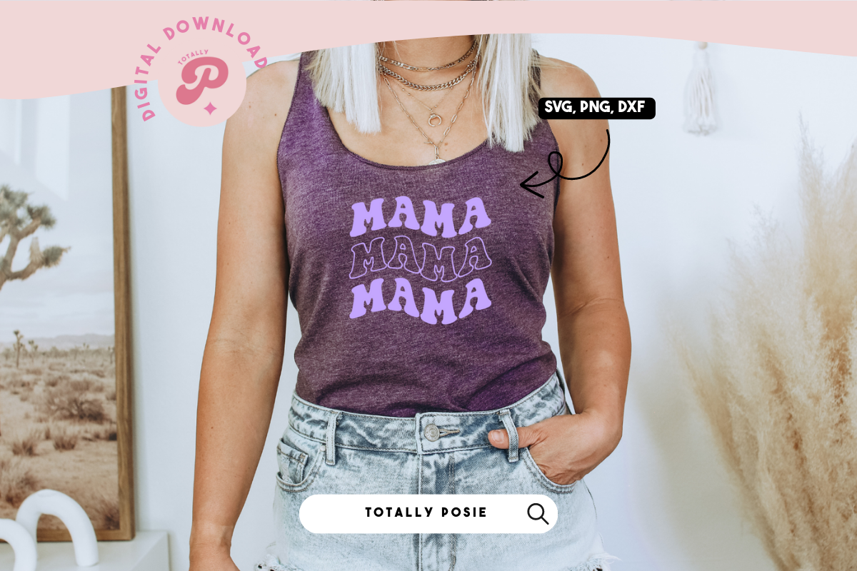 'Mama' Repeated in Playful Lavender Bubble Letters | Jiffy Designs