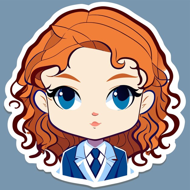 Charming Anime-Inspired Chibi Portrait with Curly Red Hair | Jiffy Designs