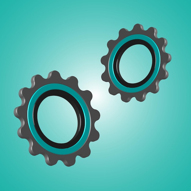 Gears in Motion: Minimalist Industrial Design on Teal | Jiffy Designs