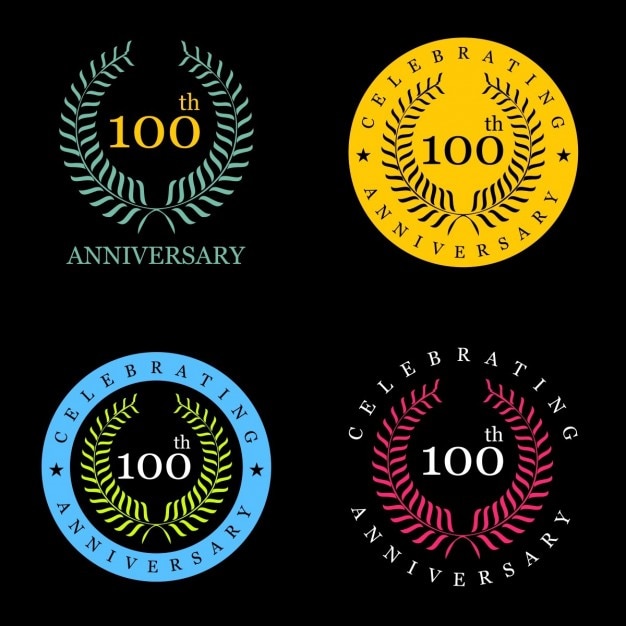 100th Anniversary Celebration Emblems - Diverse Laurel Wreath Designs ...