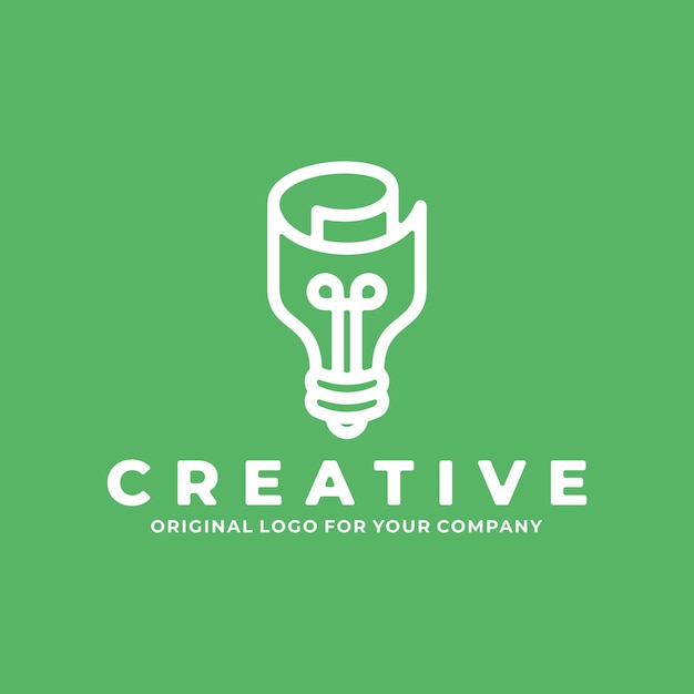 Innovative Light Bulb Emblem in Minimalist Green Design | Jiffy Designs