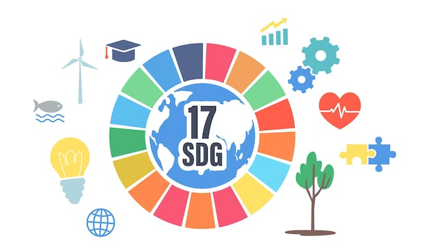 Vibrant Sustainable Development Goals Wheel with Diverse Iconography ...