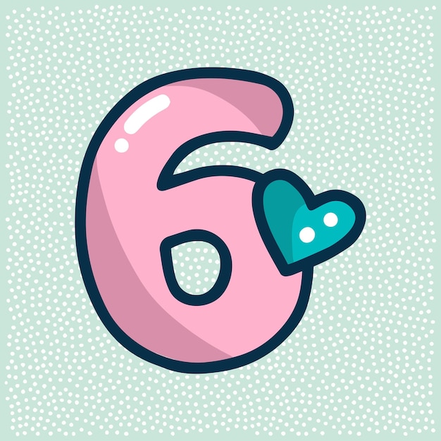 Whimsical Number Six with Playful Heart Accent | Jiffy Designs