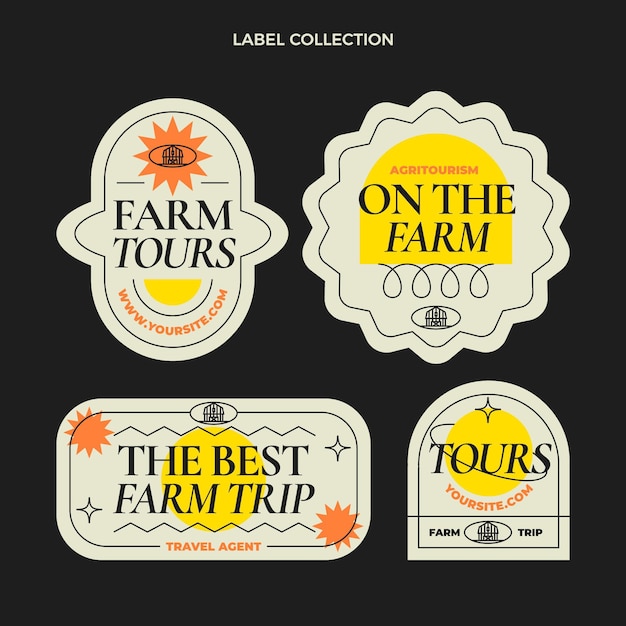 Charming Farm-Themed Label Collection with Vibrant Imagery and ...