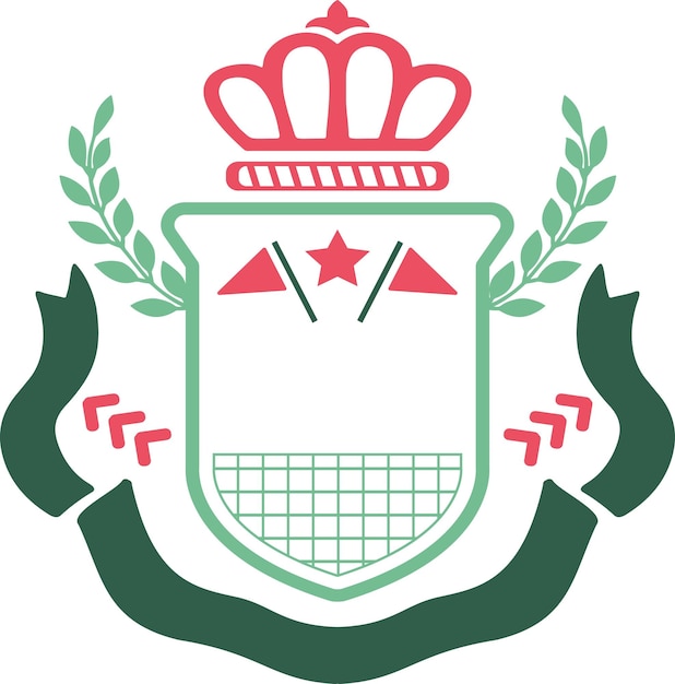 Regal Heraldic Shield with Laurel Wreath and Flags | Jiffy Designs