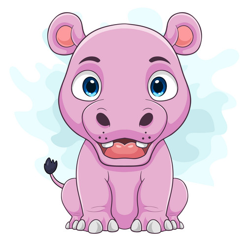 Cartoon Funny Baby Hippo Sitting | Jiffy Designs