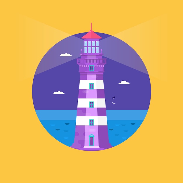 Minimalist Lighthouse Illustration with Vibrant Colors and Geometric ...
