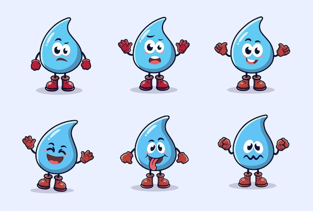 Whimsical Water Droplet Characters Expressing Emotions | Jiffy Designs