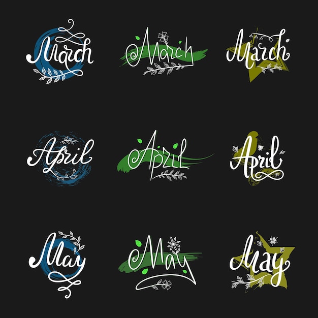 Vibrant Calligraphic Designs for Months of the Year | Jiffy Designs