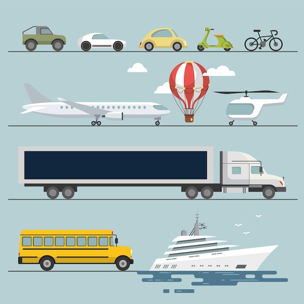 Diverse Transportation Modes: Cars, Planes, Trains, and Vessels | Jiffy ...