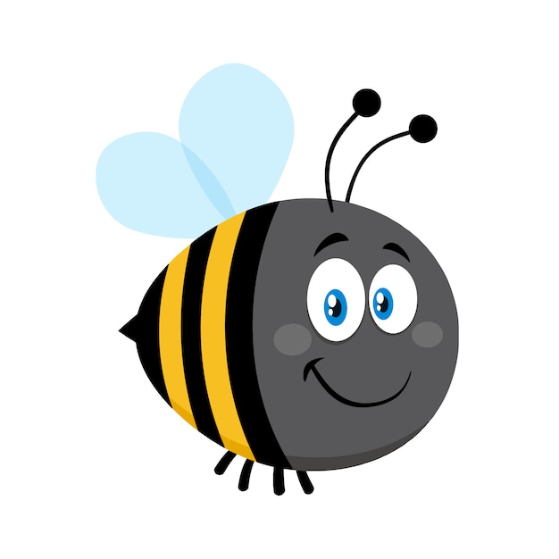 Cute Cartoon Bee with Big Blue Eyes and Wings | Jiffy Designs