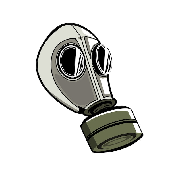 Stylized Gas Mask Illustration with Bold Lines and Colors | Jiffy Designs