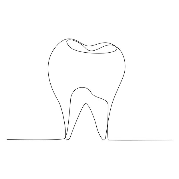 Minimalist Tooth Illustration in Continuous Line Art | Jiffy Designs