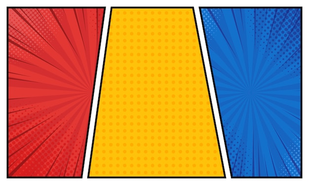 Vibrant Comic Book Panels with Radial Burst Backgrounds | Jiffy Designs