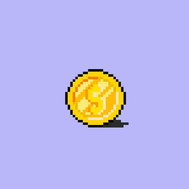 Gleaming Pixel Gold Coin on Vibrant Lavender | Jiffy Designs