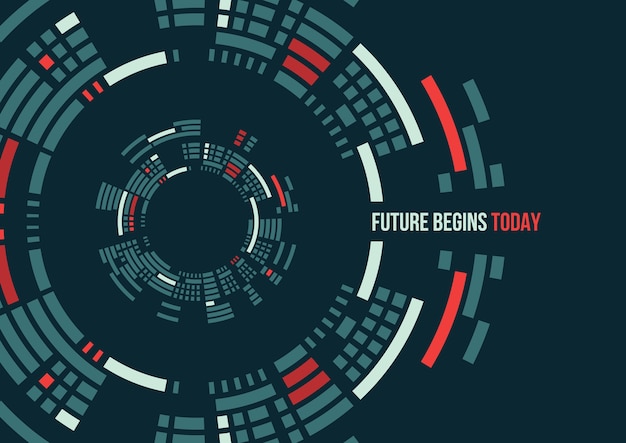 Futuristic Abstract Circular Design with 'Future Begins Today' Text ...