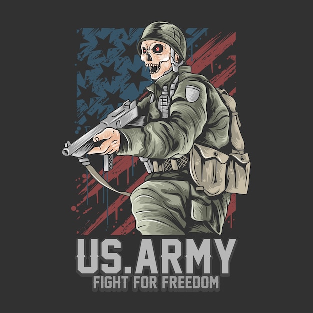 Courageous U.S. Soldier Defending the American Flag | Jiffy Designs