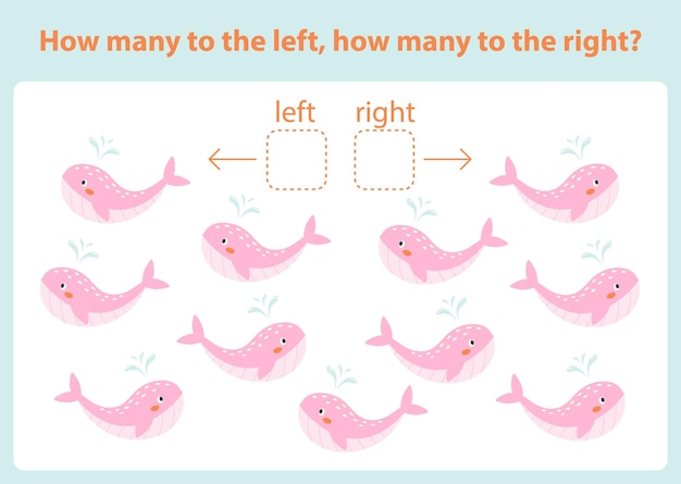 Playful Pink Whales Counting Left and Right on Aqua Background | Jiffy ...