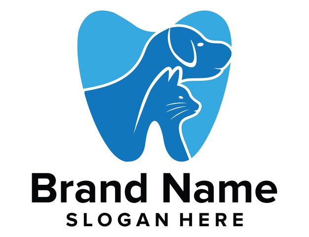 Stylized Dental Logo with Intertwined Dog and Cat Silhouettes | Jiffy ...