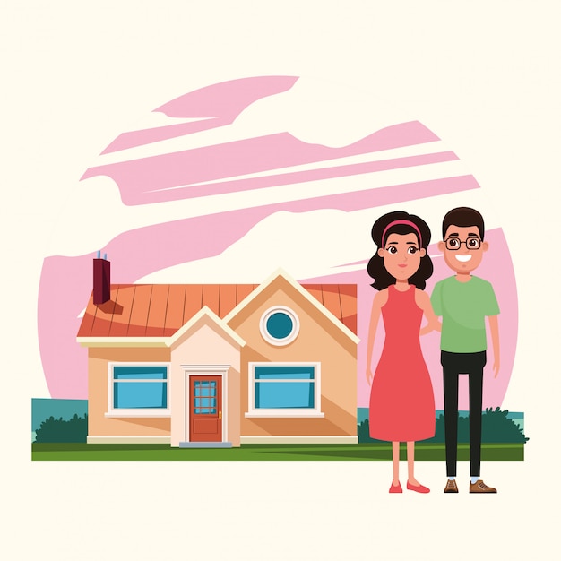 Cozy Cottage Home with Couple in Scenic Landscape | Jiffy Designs