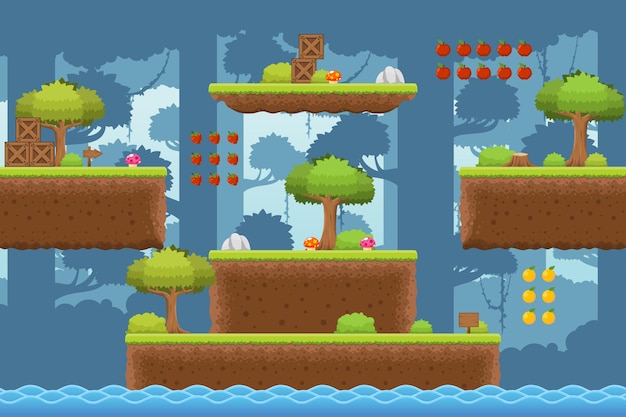 Vibrant Platformer Game Elements Collection | Jiffy Designs