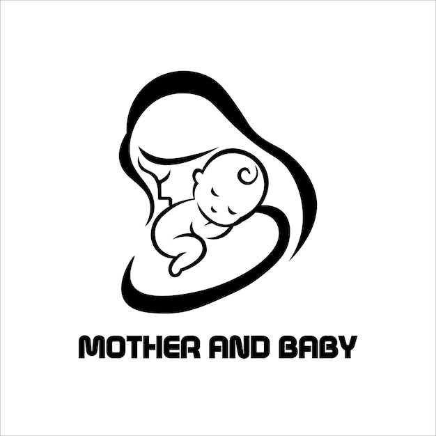 Minimalist Silhouette of Mother Cradling Newborn Baby | Jiffy Designs
