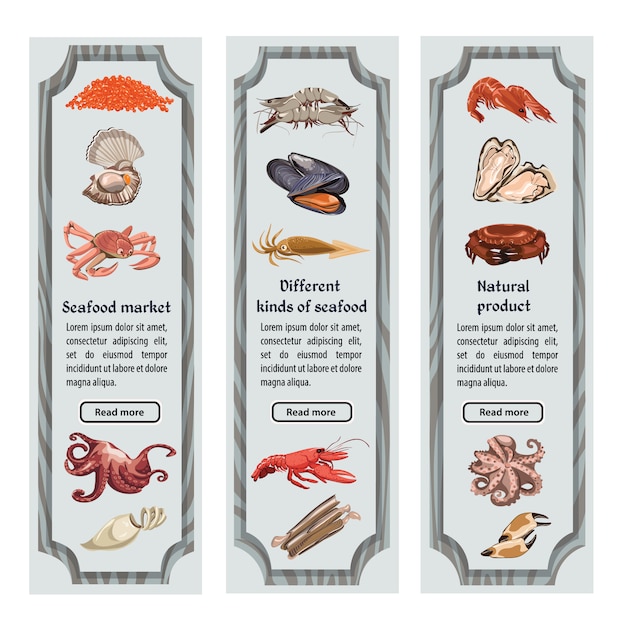 Diverse Seafood Collection with Descriptive Labels | Jiffy Designs