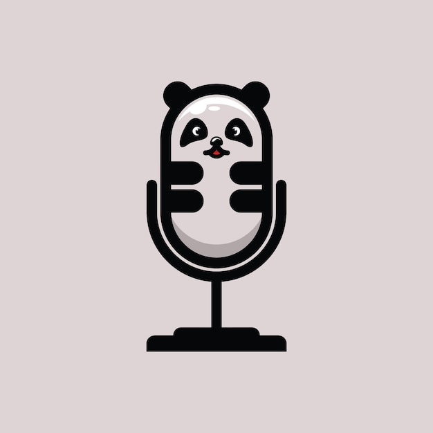 Panda Microphone Icon: Whimsical Podcast Branding | Jiffy Designs