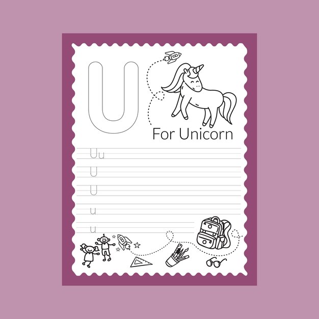 Whimsical Unicorn Alphabet Practice with Enchanting Doodles | Jiffy Designs