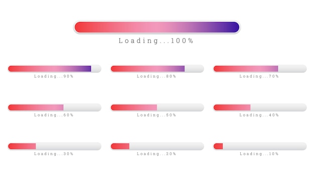 Vibrant Gradient Loading Bars with Percentage Indicators | Jiffy Designs