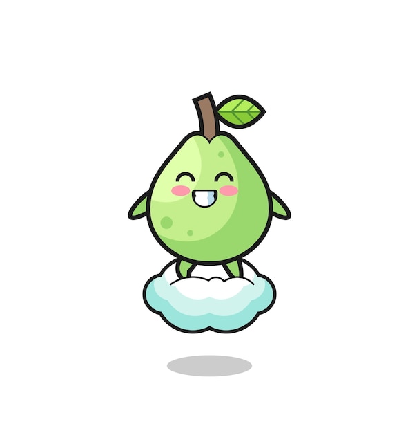 Cheerful Green Pear Mascot Floating on Cloud | Jiffy Designs
