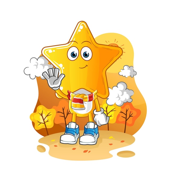 Cheerful Star Waving Goodbye in Autumn Landscape | Jiffy Designs
