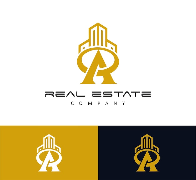 Elegant Golden Real Estate Company Logo with Skyline Emblem | Jiffy Designs
