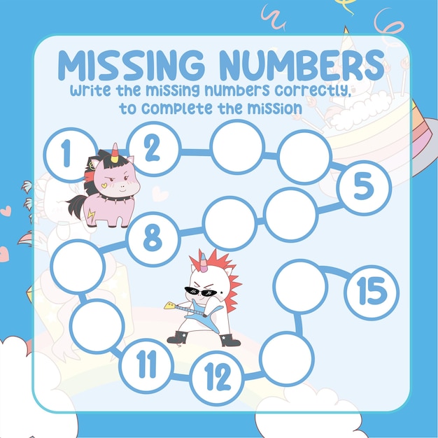 Whimsical Missing Numbers Puzzle with Playful Characters | Jiffy Designs