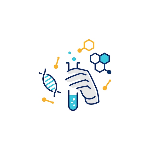 Vibrant Scientific Emblem with Molecular Structures | Jiffy Designs