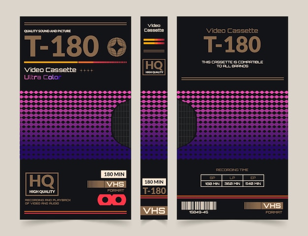 Retro VHS Cassette Tape Covers with Vibrant Gradient Design | Jiffy Designs