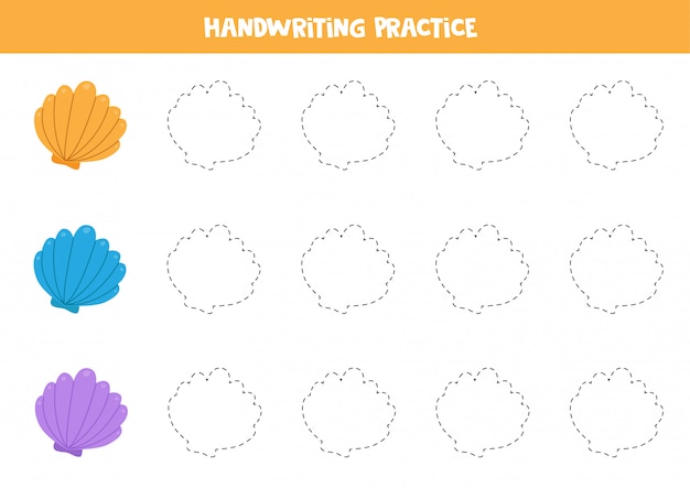 Vibrant Seashell Shapes for Handwriting Practice | Jiffy Designs