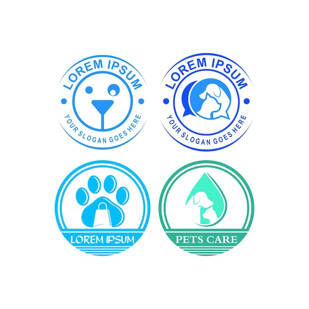 Vibrant Pet Care Logos with Paw Print and Animal Silhouette | Jiffy Designs