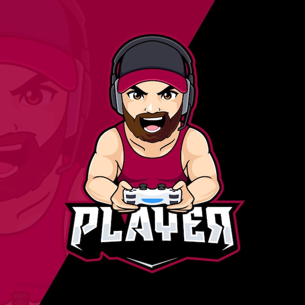 Vibrant Gamer Mascot with Headphones and Fierce Expression | Jiffy Designs