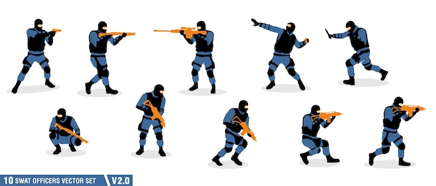 Tactical Maneuvers: A Dynamic Swat Officer Vector Set | Jiffy Designs