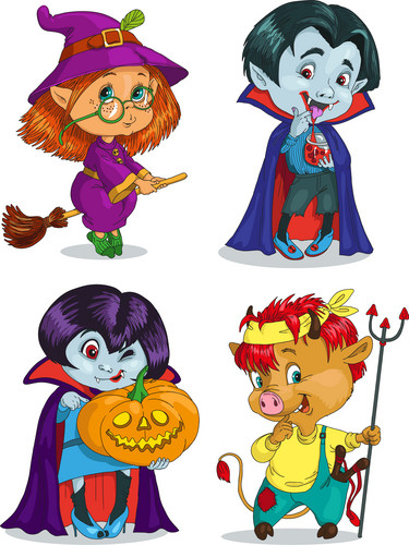 Funny Cartoon. Positive Characters. Vector Illustration Of Halloween ...