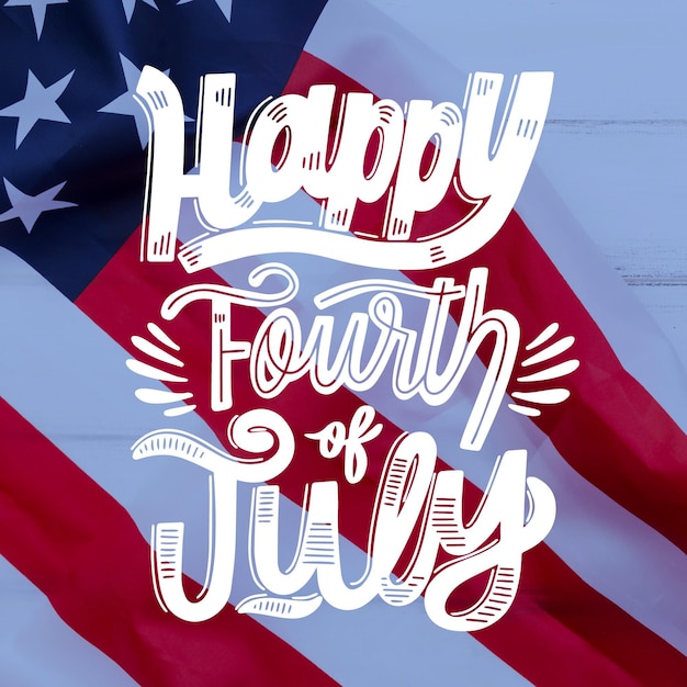 Festive Fourth of July Lettering Artwork on American Flag | Jiffy Designs