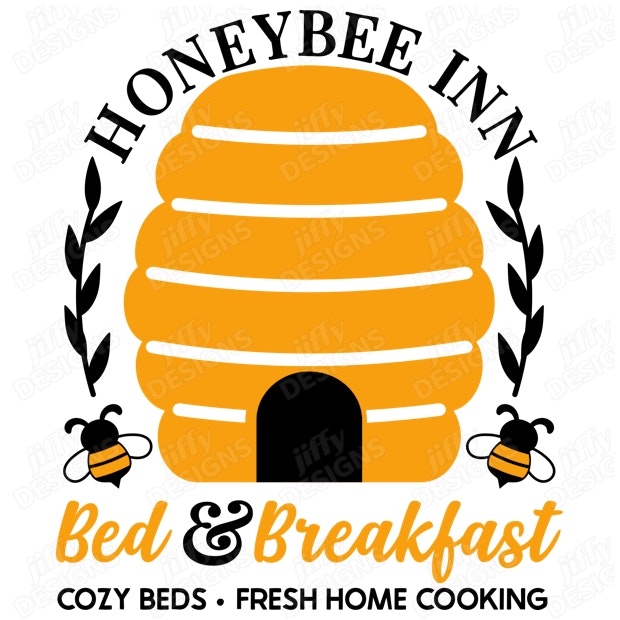 'Honeybee Inn' Charming Beehive Logo with Whimsical Bees and Text ...